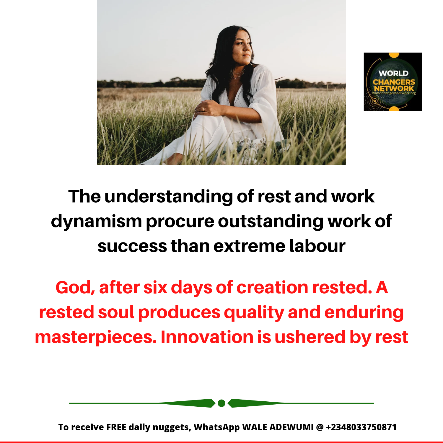 Rest: Pathway to Innovation and Excellence - WORLD CHANGERS NETWORK